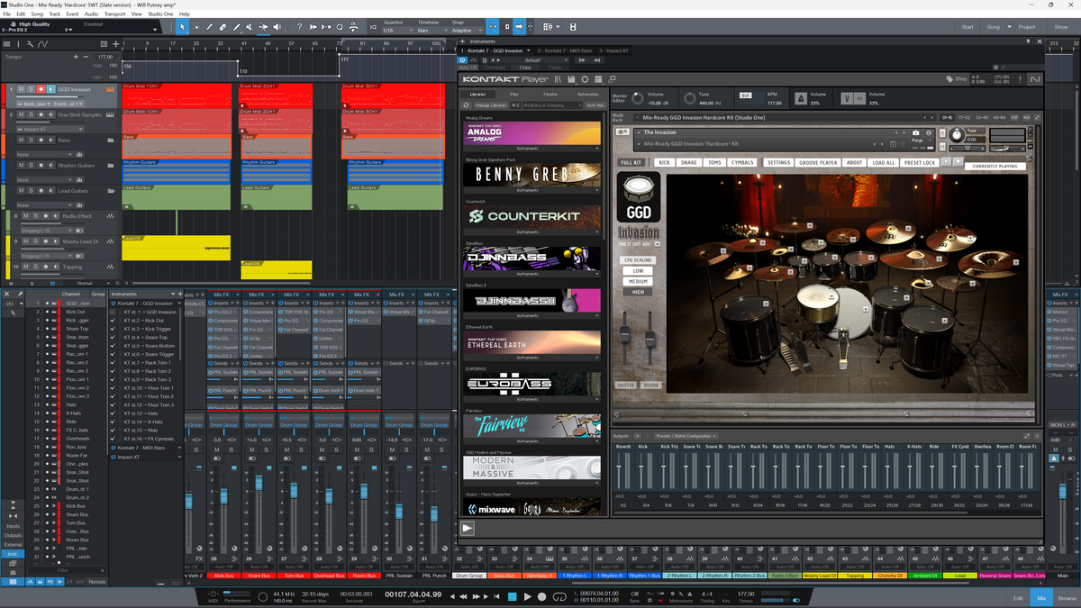 Songwriting DAW Template "Hardcore" | Studio One – Mix-Ready