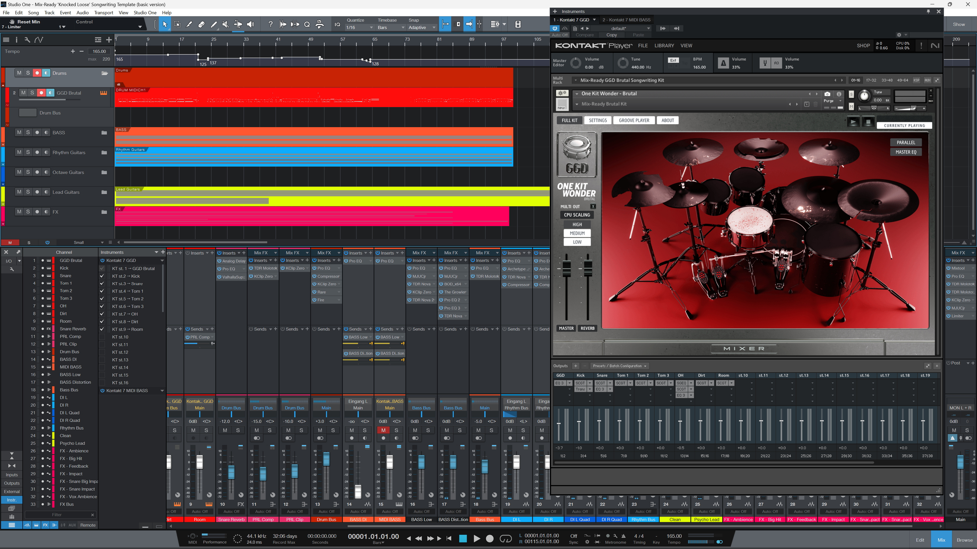Songwriting DAW Template "Knocked Loose" | Mix-Ready